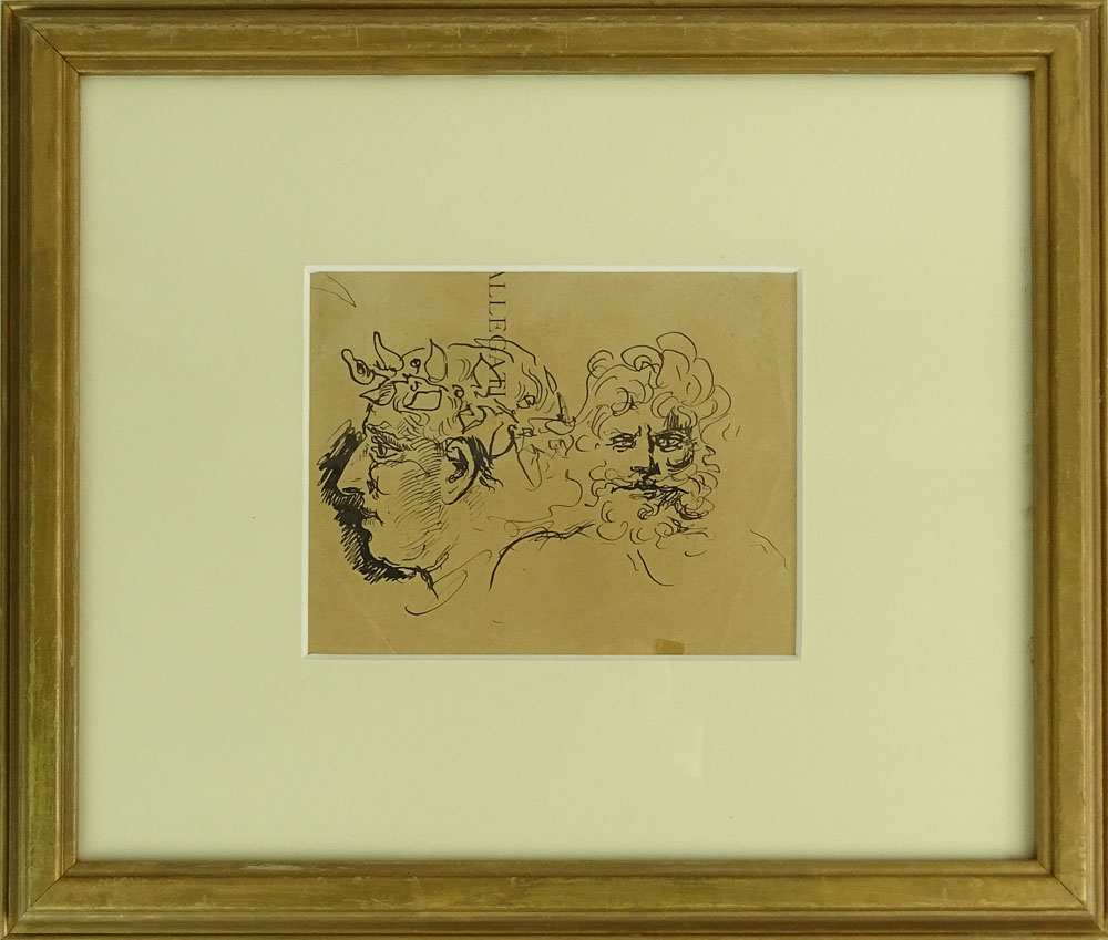 After Pablo Picasso Spanish 1881 1973 Ink On Paer Sketch Of Two