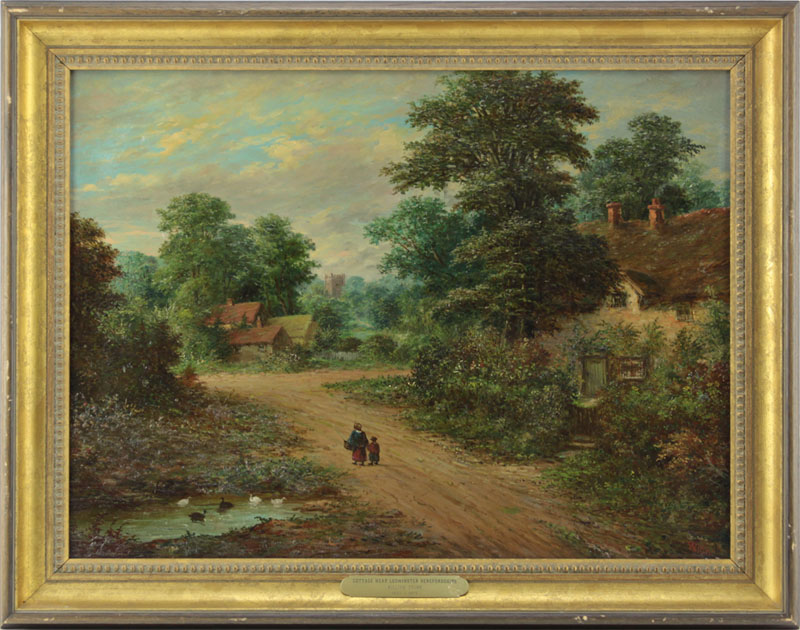 William Stone, British (1830-1875) Oil on canvas "Cottage Near ...