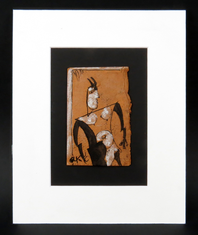 Velimir Khlebnikov, Russian (1885-1922) Ink and watercolor on cardboard ...